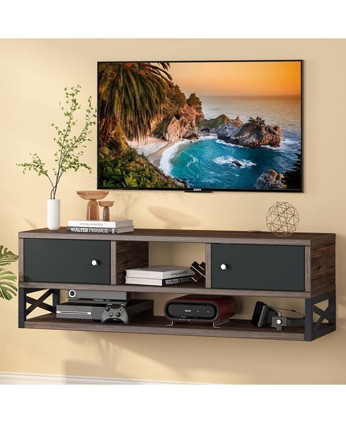 Tribesigns 3-Tier Floating TV Stand, 40 Inch Wall Mounted Entertainment ...