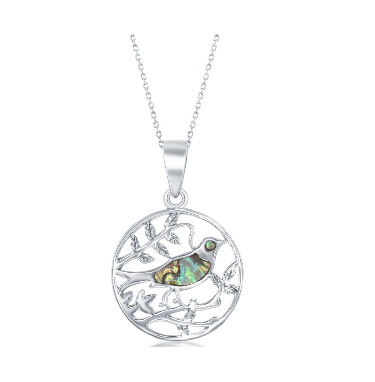 Click here for Sterling Silver Abalone Bird On a Branch Pendant N... prices