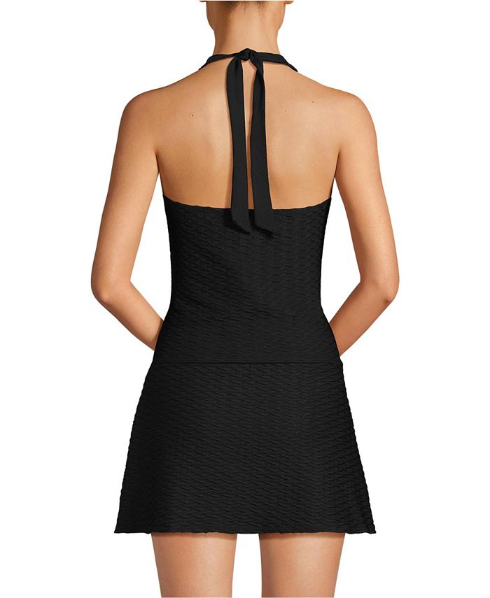 Lands' End Women's Texture Halter Tankini Swimsuit Top - Macy's