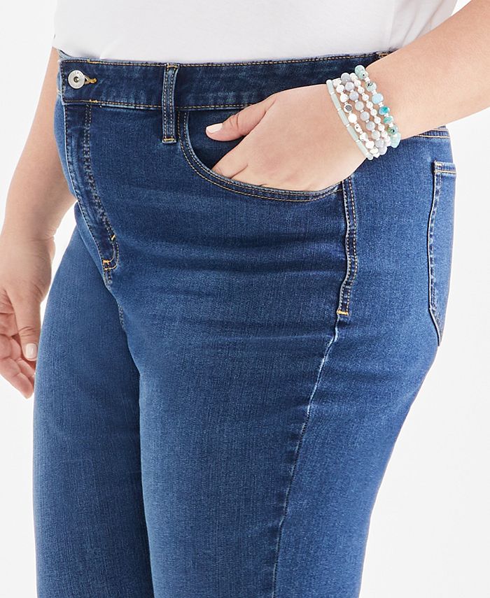 Style & Co Plus Size High-Rise Embroidered Cuffed Capri Jeans, Created ...