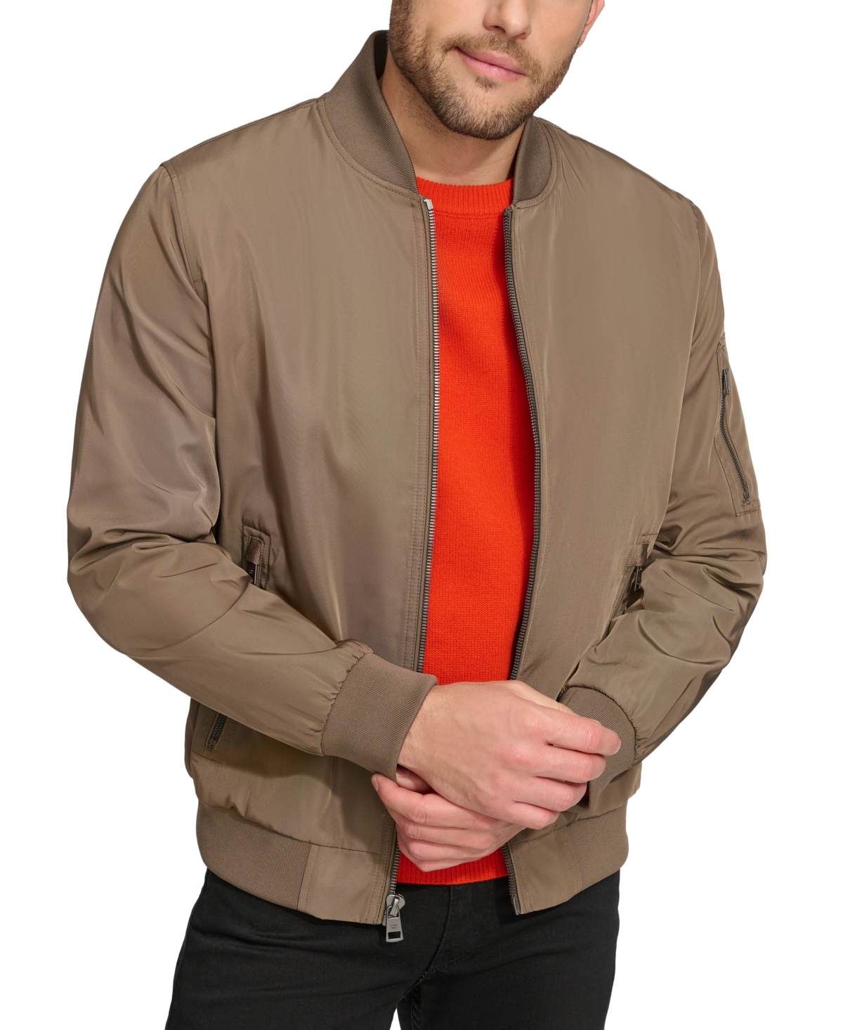 Click here for Calvin Klein Mens Solid-Color Zipper Flight Jacket... prices