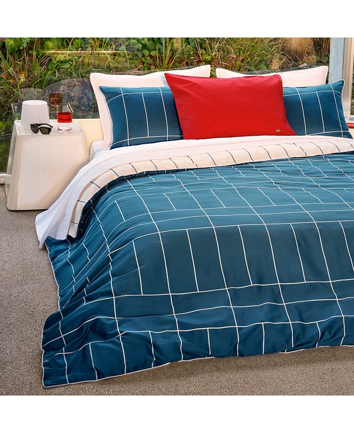 Lacoste Home Ashcombe 3 Piece Check Comforter Set, King - Macy's