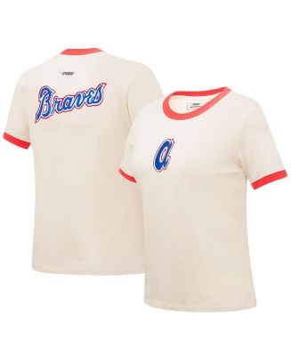 Women's Pro Standard Cream Atlanta Braves Retro Classic Ringer T-shirt ...