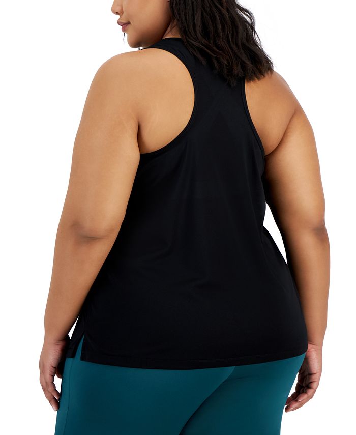 Id Ideology Plus Size Solid Birdseye Mesh Racerback Tank Top Created