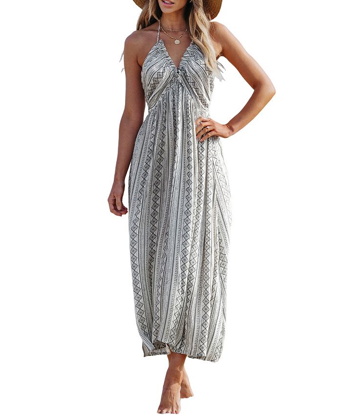 CUPSHE Women's Halter Ruched Maxi Beach Dress - Macy's