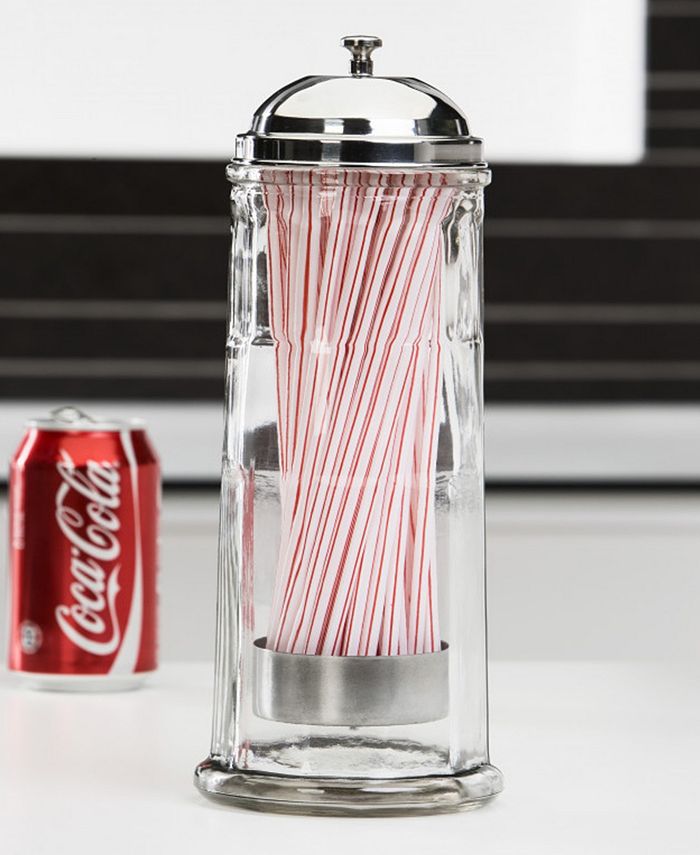 Circleware Clear Glass Straw Holder with Chrome Color Lid - Macy's