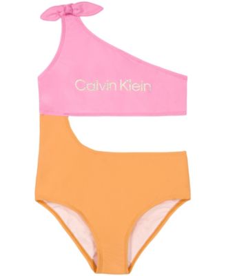Calvin Klein Big Girls Colorblock Cut Out One Piece Swimsuit - Macy's