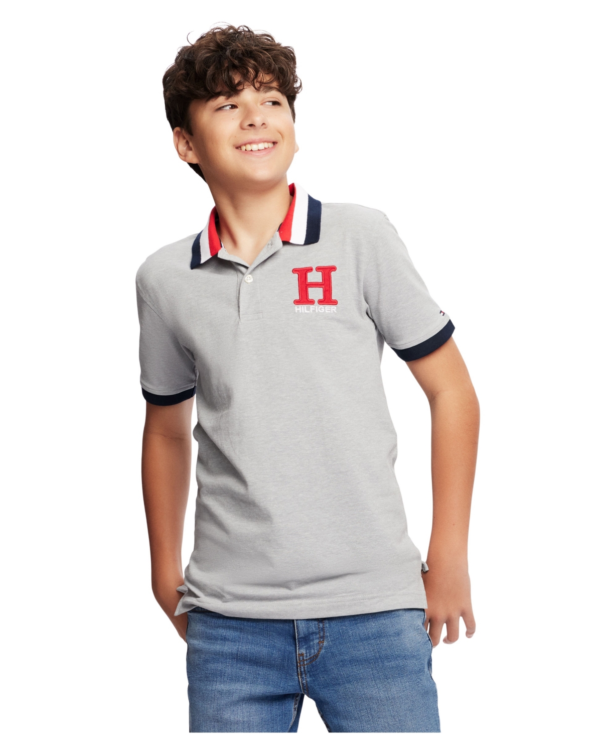 Click here for Tommy Hilfiger Big Boys Striped Collar Embroidered... prices