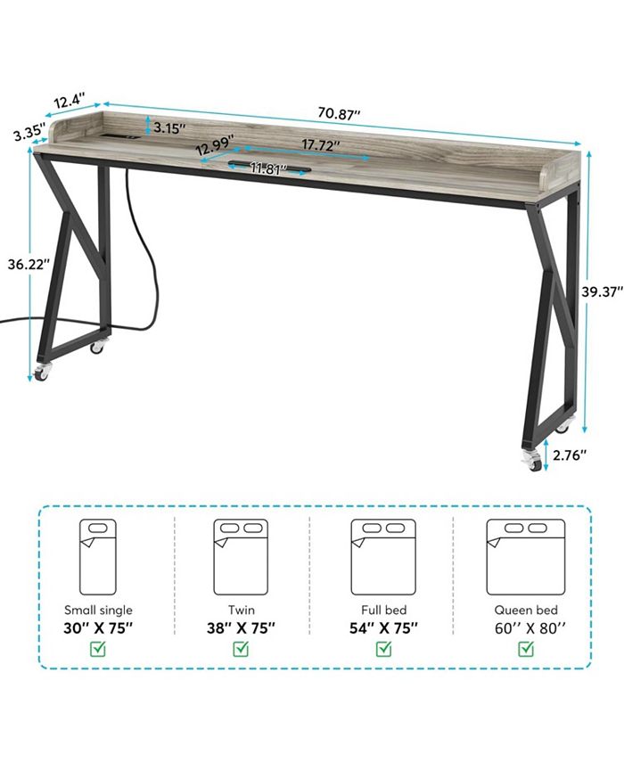 Tribesigns Overbed Table, 70.9" Queen Size Bed Table Over Bed Desk with ...
