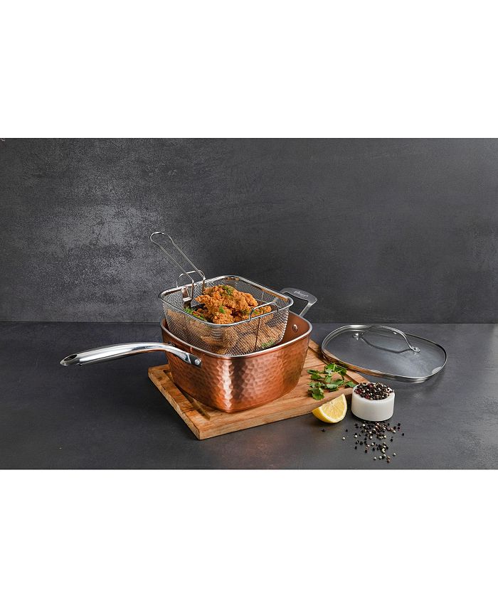 Gotham Steel Hammered Copper 4-Piece Ti-Cerama Nonstick Deep Square Pan ...