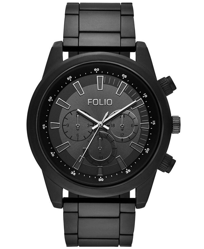 Folio Men's Three Hand Black Alloy Watch 45mm - Macy's