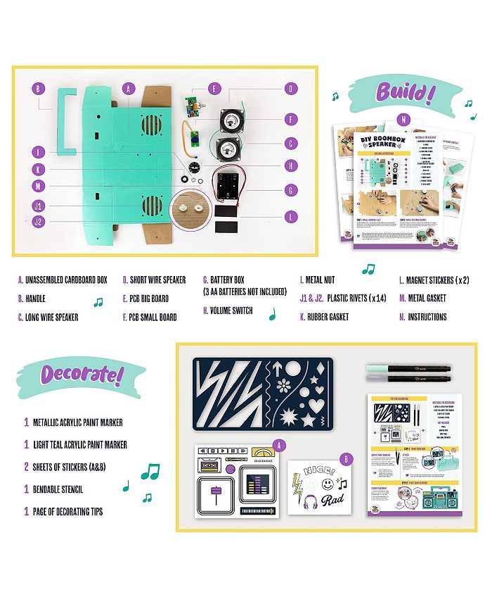 Doodle Hog STEM Build Your Own Boombox, Kids Retro Boombox Kit, Gifts ...