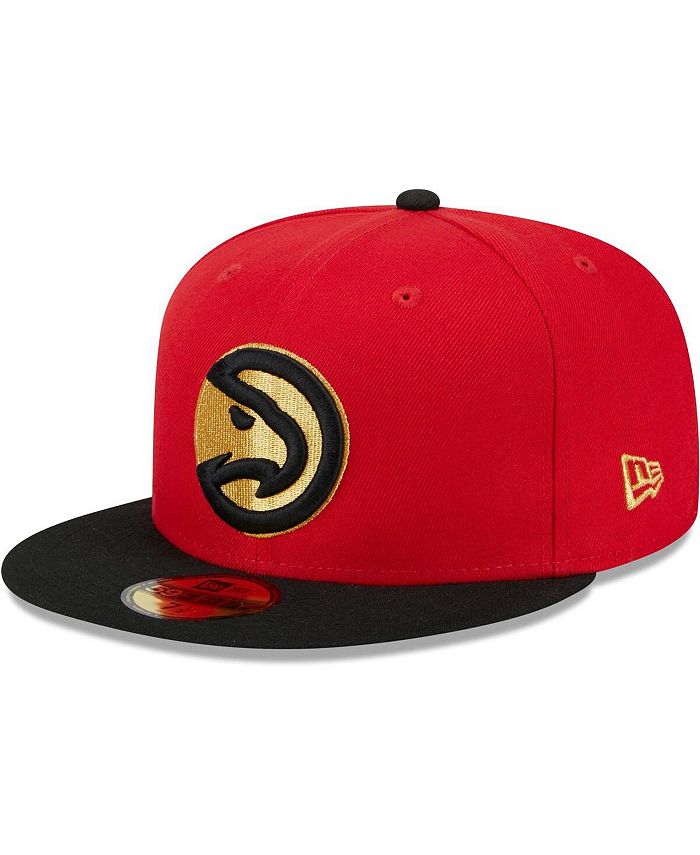 New Era Men's Red, Black Atlanta Hawks Gameday Gold Pop Stars 59FIFTY ...