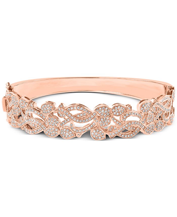 EFFY Collection EFFY® Diamond Openwork Bangle Bracelet (1-1/2 ct. t.w.) in 14k Rose Gold - Macy's
