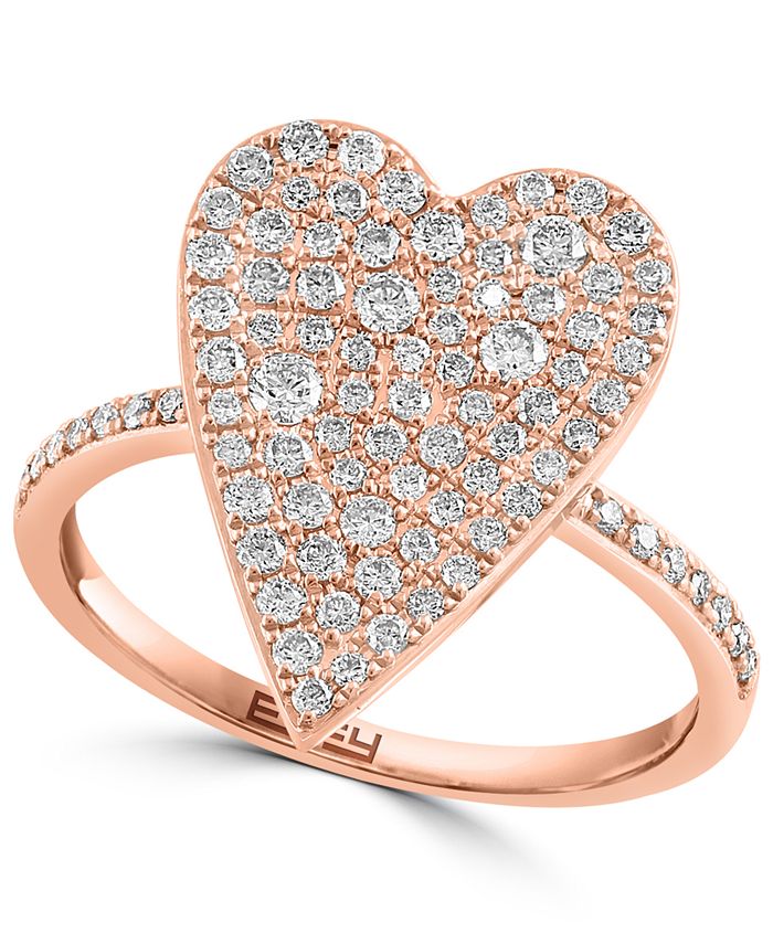 EFFY Collection EFFY® Diamond Heart Ring (5/8 ct. t.w.) in 14k Rose ...