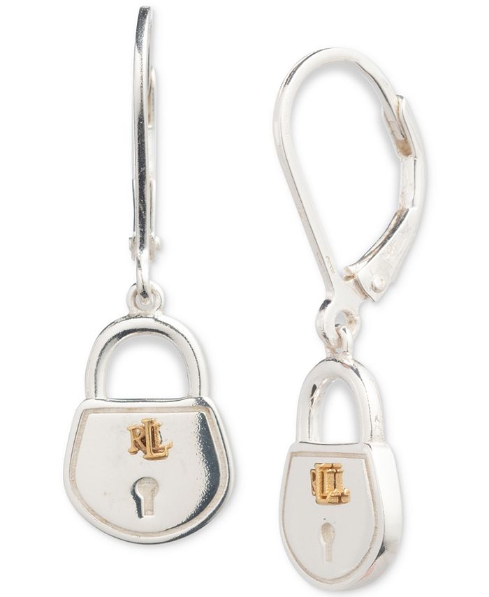 Ralph Lauren Two-Tone Sterling Silver Padlock Drop Earrings - Macy's
