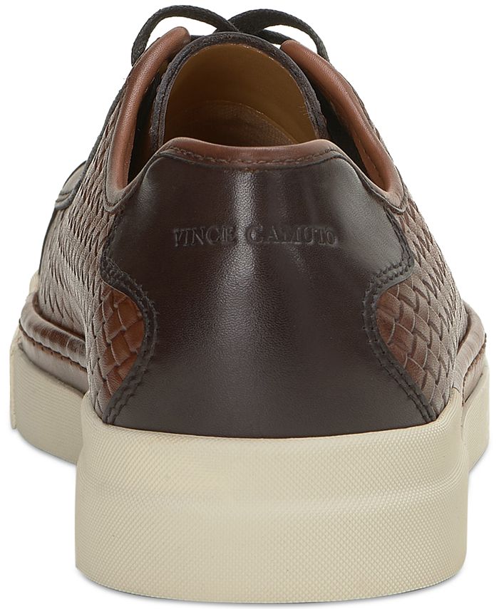 Vince Camuto Men's Raigan Leather Low-Top Woven Sneaker - Macy's