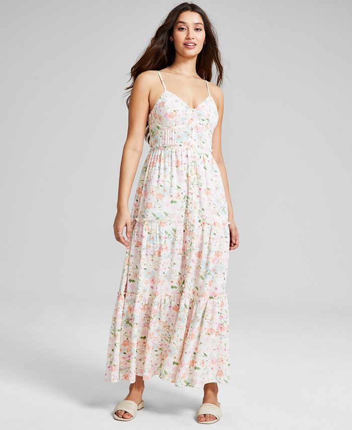 And Now This Women's Linen-Blend Button-Front Maxi Dress, Created for ...
