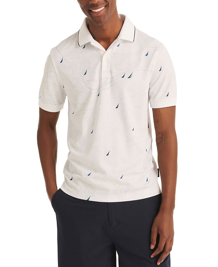 Nautica Men's Navtech Short-Sleeve Printed Button Polo Shirt - Macy's