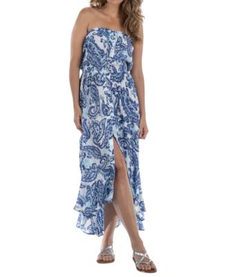 Dotti Women's Cotton Strapless Cover-Up High-Low Dress - Macy's