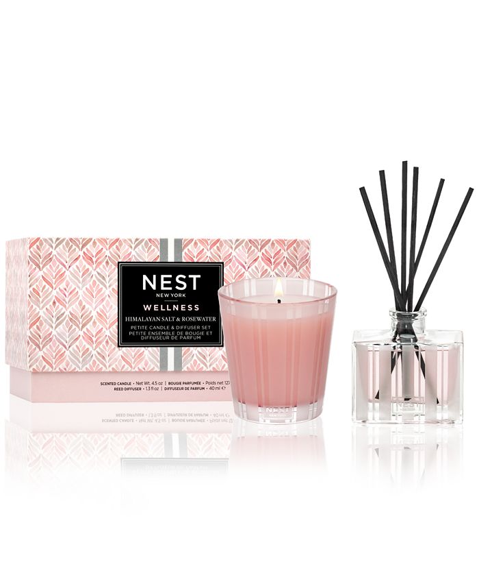 NEST New York 2-Pc. Himalayan Salt & Rosewater Petite Candle & Diffuser ...