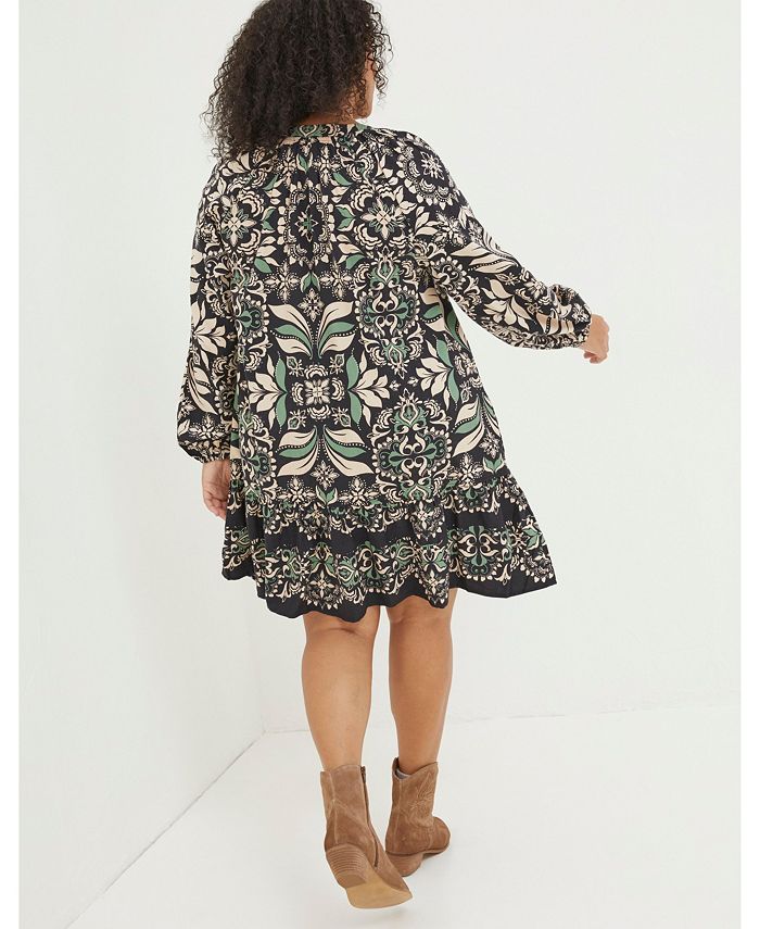 FatFace Women's Plus Size Amy Mosaic Leaf Tunic Dress - Macy's