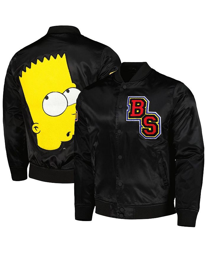 Freeze Max Men's Black The Simpsons Bart Simpson Satin Full-Snap Jacket ...