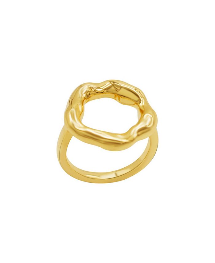 ADORNIA Tarnish Resistant 14K Gold-Plated Open Circle Hammered Ring ...