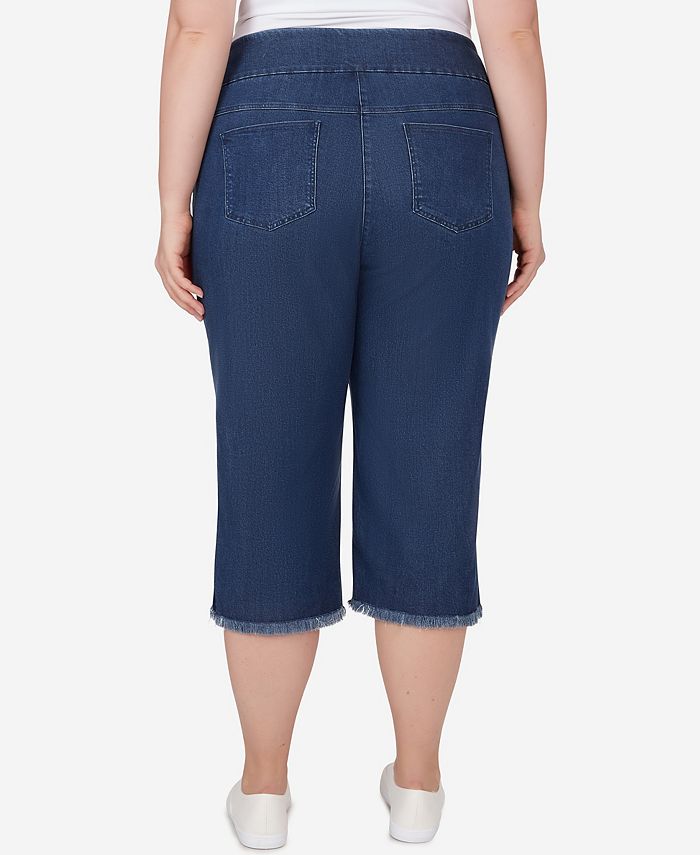 Ruby Rd. Plus Size Pull-On Silky Denim-Like Stretch Clamdigger Capri ...