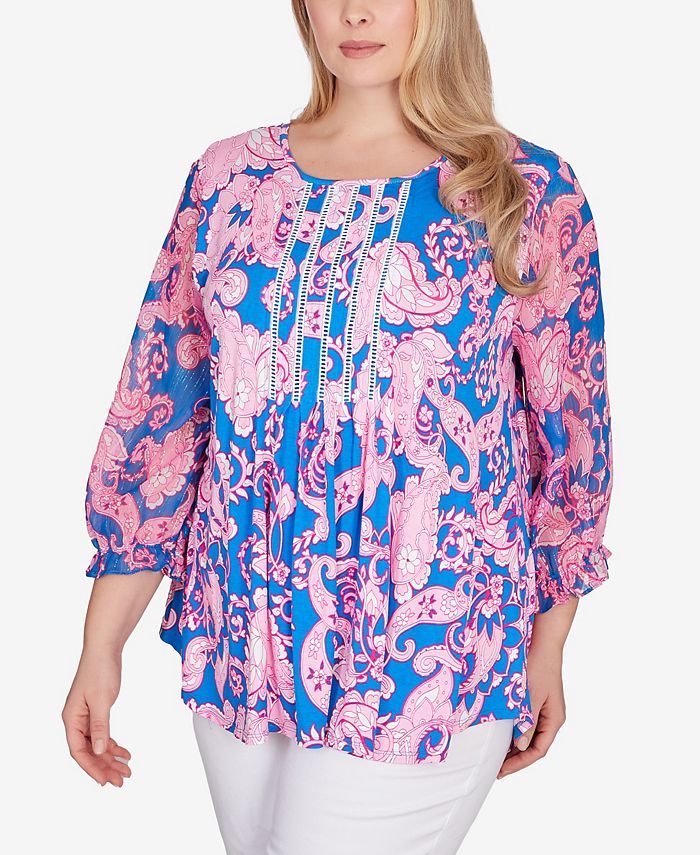 Ruby Rd. Plus Size Bright Paisley Knit Top - Macy's