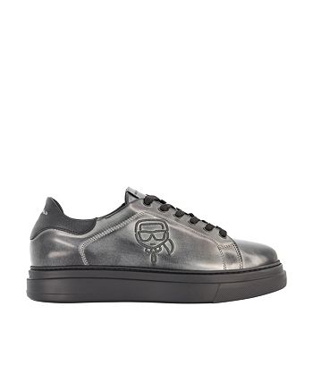 KARL LAGERFELD PARIS Men's White Label Metallic Leather Karl Head ...