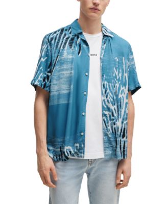 BOSS by Hugo Boss Men's Camp Collar Regular-Fit Shirt - Macy's