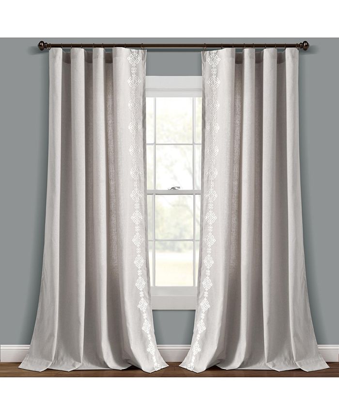 Lush Decor Luxury Modern Geo Linen Like Embroidery Border Window ...