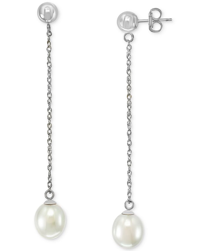 EFFY Collection EFFY® Freshwater Pearl (7mm) Chain Drop Earrings in 14k ...