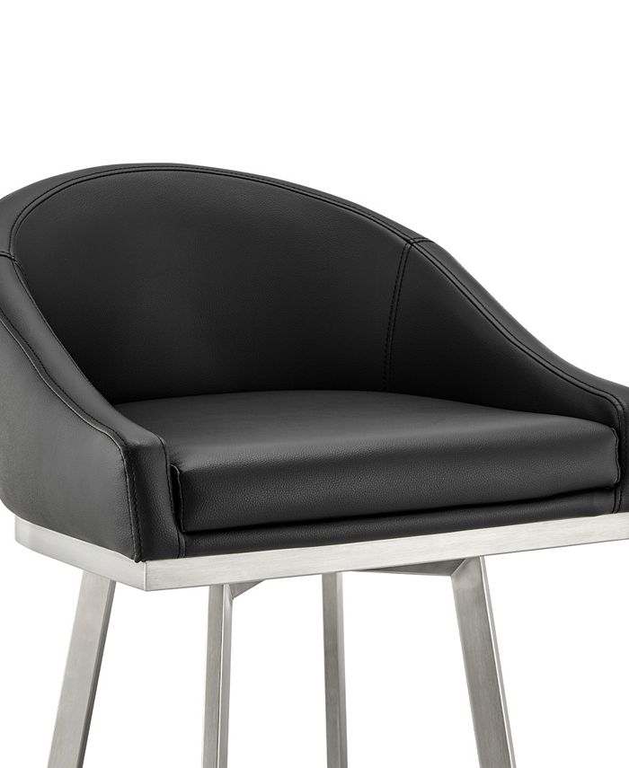 Armen Living Eleanor 26" Swivel Counter Stool in Brushed Stainless ...