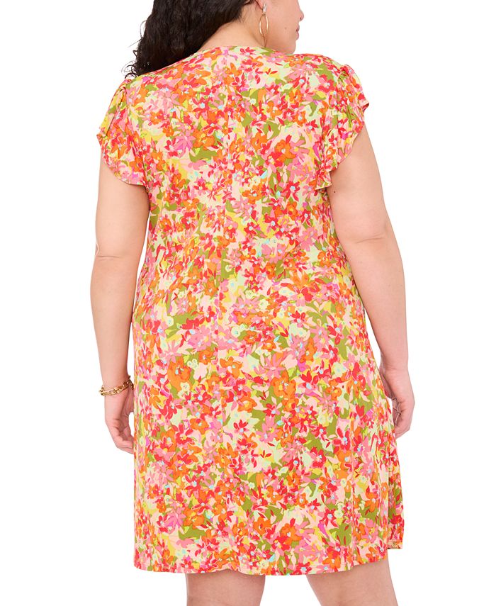 Msk Plus Size Floral Print Flutter Sleeve Shift Dress Macys