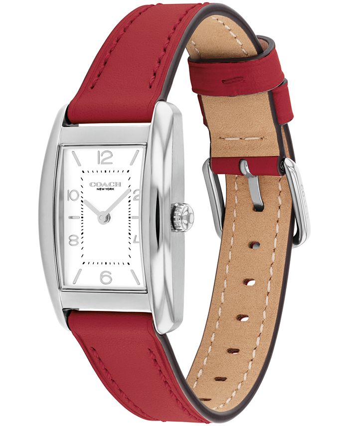 COACH Women's Reese Red Leather Watch 24mm - Macy's