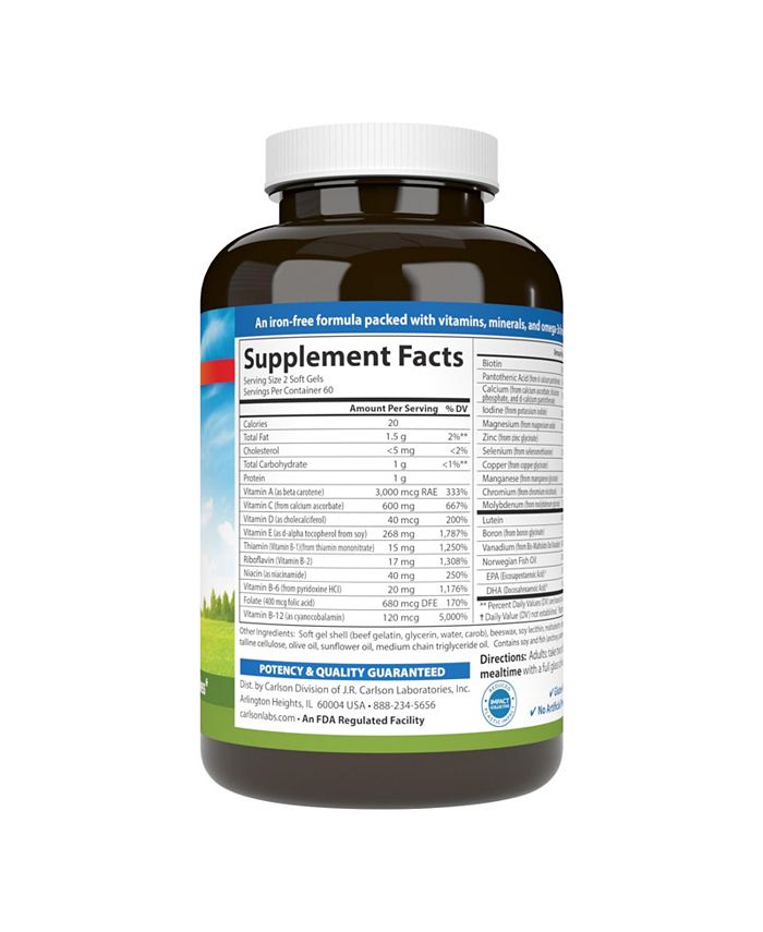 Carlson Labs Carlson - Super 2 Daily, Multi + Omega-3s, Fish Oil ...