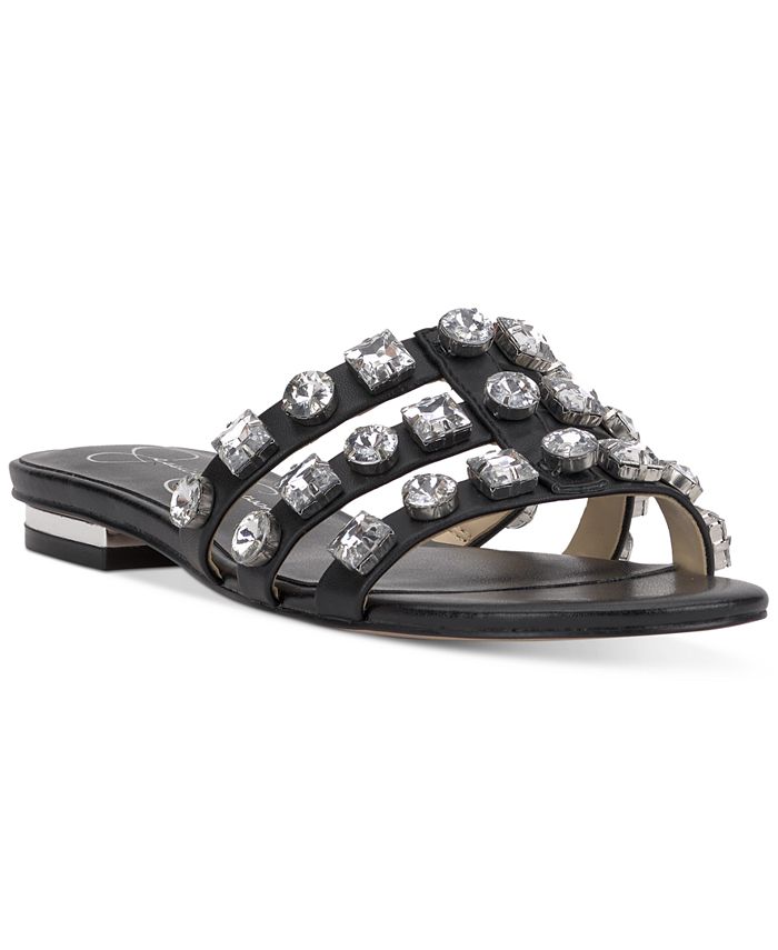 Jessica Simpson Detta Crystal Embellished Slide Sandals - Macy's