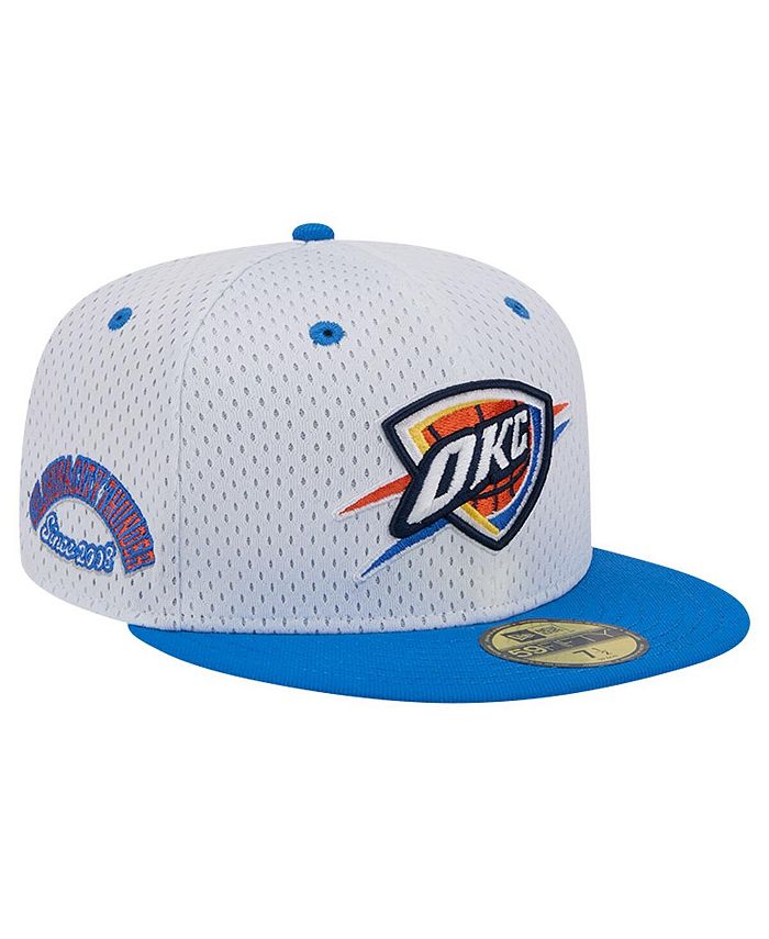 New Era Men's White, Blue Oklahoma City Thunder Throwback 2Tone 59FIFTY ...