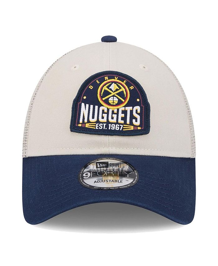 New Era Men's Khaki, Navy Denver Nuggets Throwback Patch Trucker 9FORTY ...