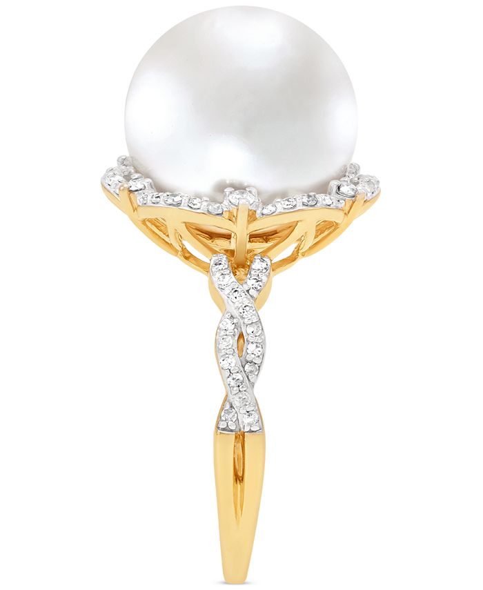 Honora Cultured Ming Pearl (12mm) & Diamond (1/4 ct. t.w.) Halo Ring in ...