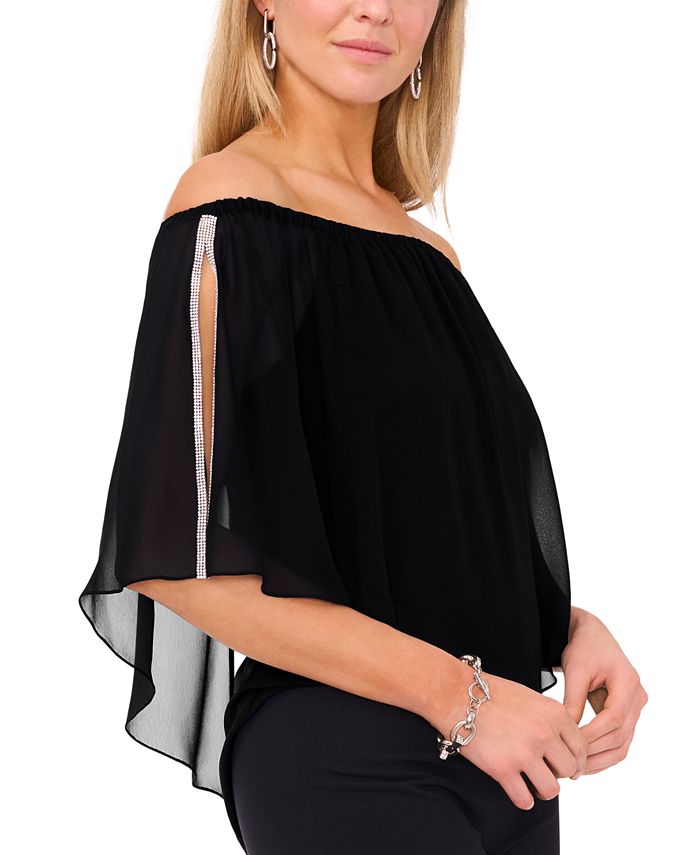MSK Petite Off-The-Shoulder Capelet Top - Macy's