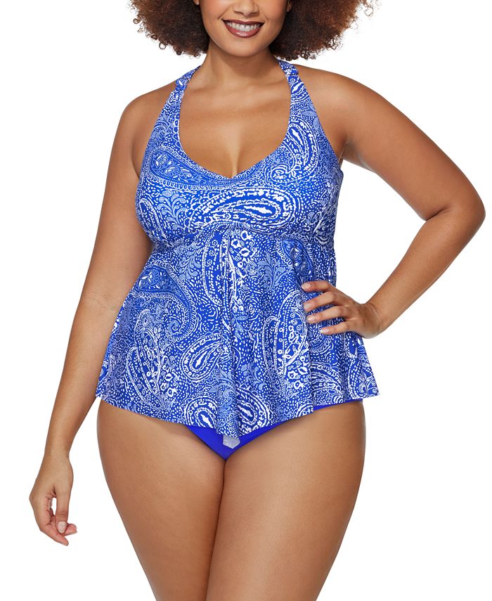 Raisins Curve Trendy Plus Size Aviva V Neck Tankini Top And Bottoms Macys