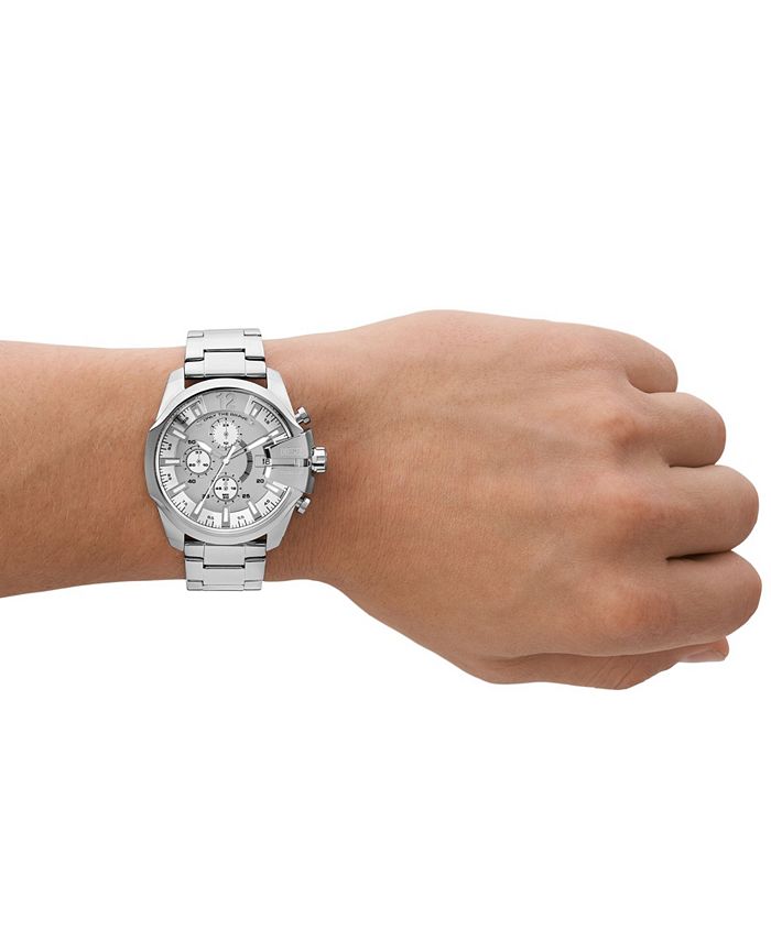 Diesel Men's Baby Chief Chronograph Silver-Tone Stainless Steel Watch ...