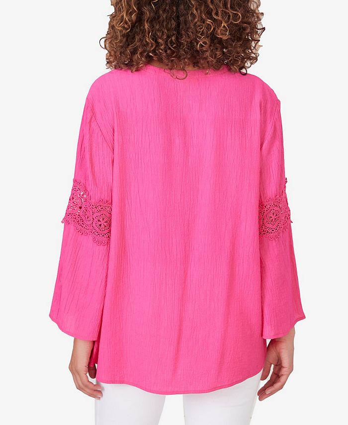 Ruby Rd. Petite Lace-Embellished Top - Macy's