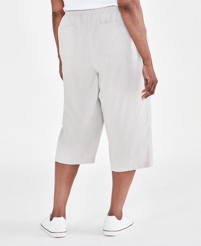Style & Co Plus Size Cotton Drawstring Capri Pants, Created for Macy's - Macy's