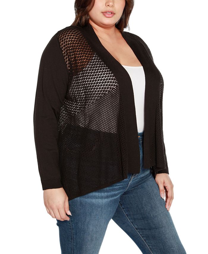Belldini Plus Size Hi-Low Open-Front Swing Cardigan Sweater - Macy's