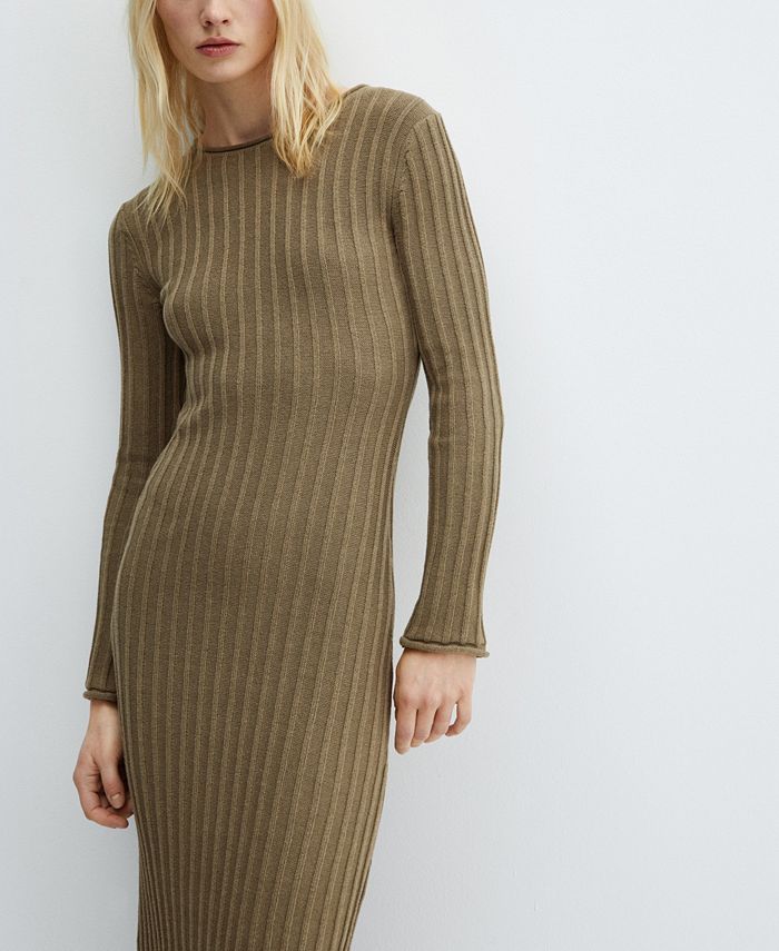 MANGO Women's Ribbed Knit Dress - Macy's