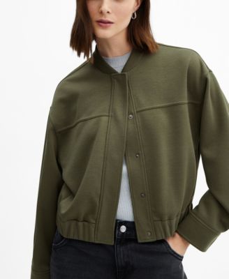 MANGO Women's Decorative Seams Detail Bomber Jacket - Macy's